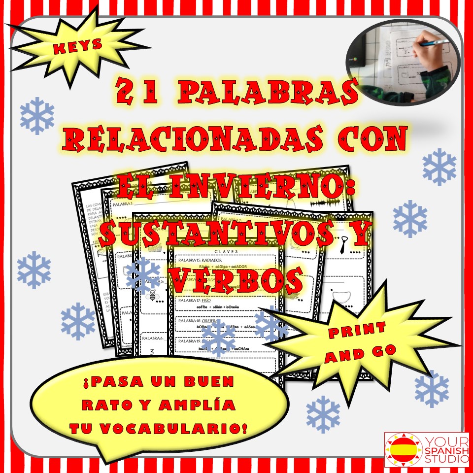 WINTER SPANISH VOCABULARY PRINTABLE REBUS PICTOGRAMA VOCABULARIO DE