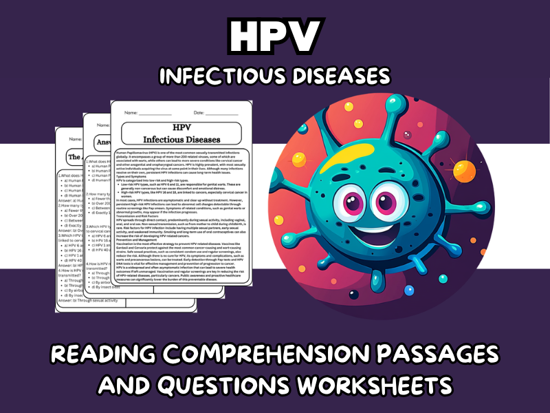 HPV - Infectious diseases Reading Comprehension Passages & Questions ...