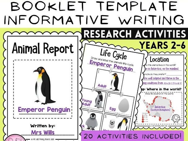 Animal Research Project Booklet | Information Report Template Worksheet ...