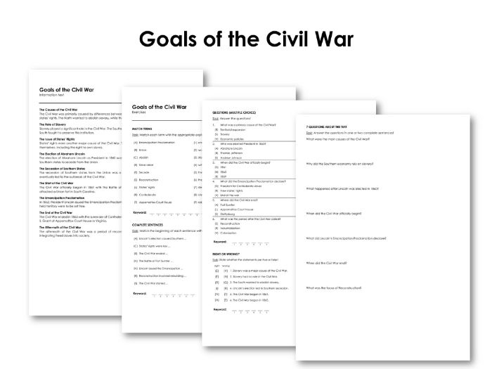Goals of the Civil War | Teaching Resources