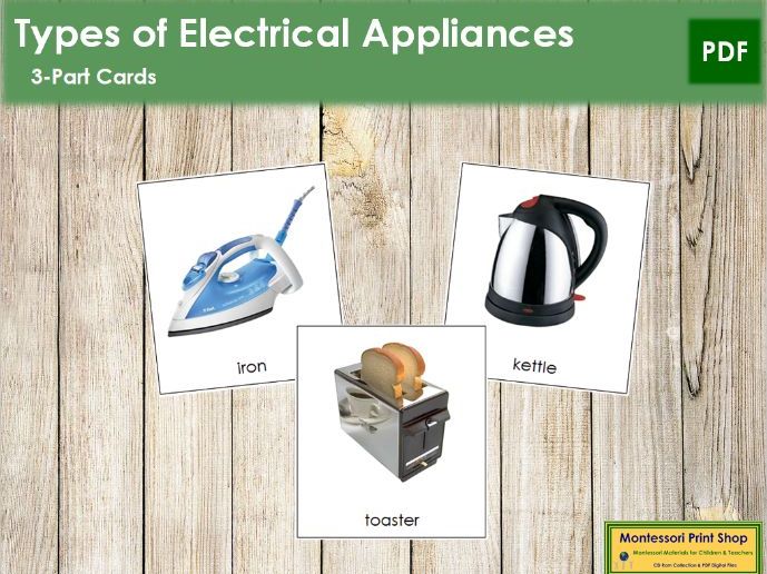 FREE Types of Electrical Appliances - Montessori 3-Part Cards ...