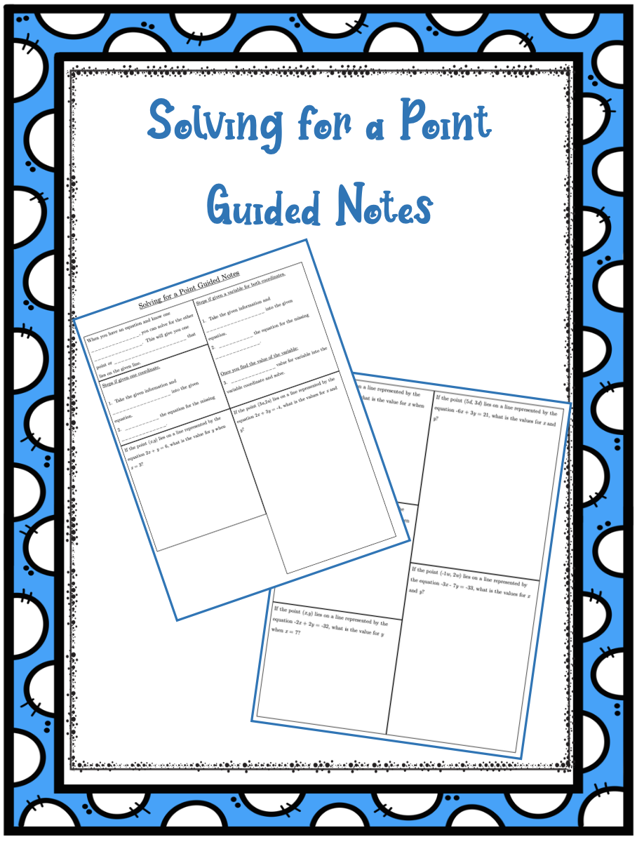 Solving for a Point Guided Notes | Teaching Resources