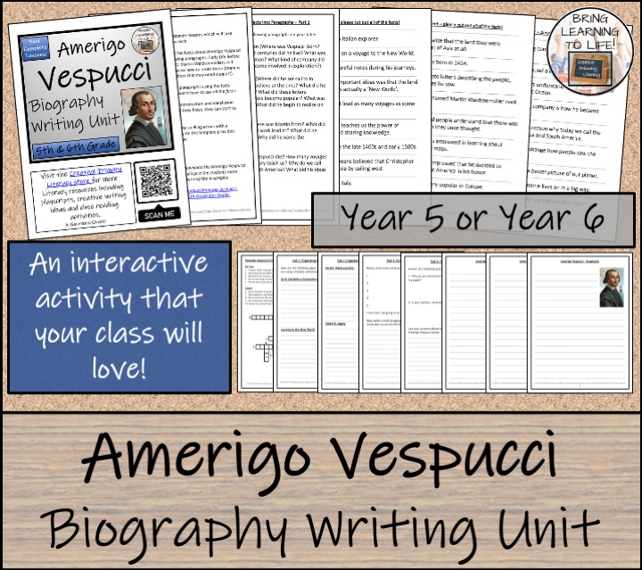 Amerigo Vespucci Biography Writing Unit | Year 5 or Year 6 | Teaching ...