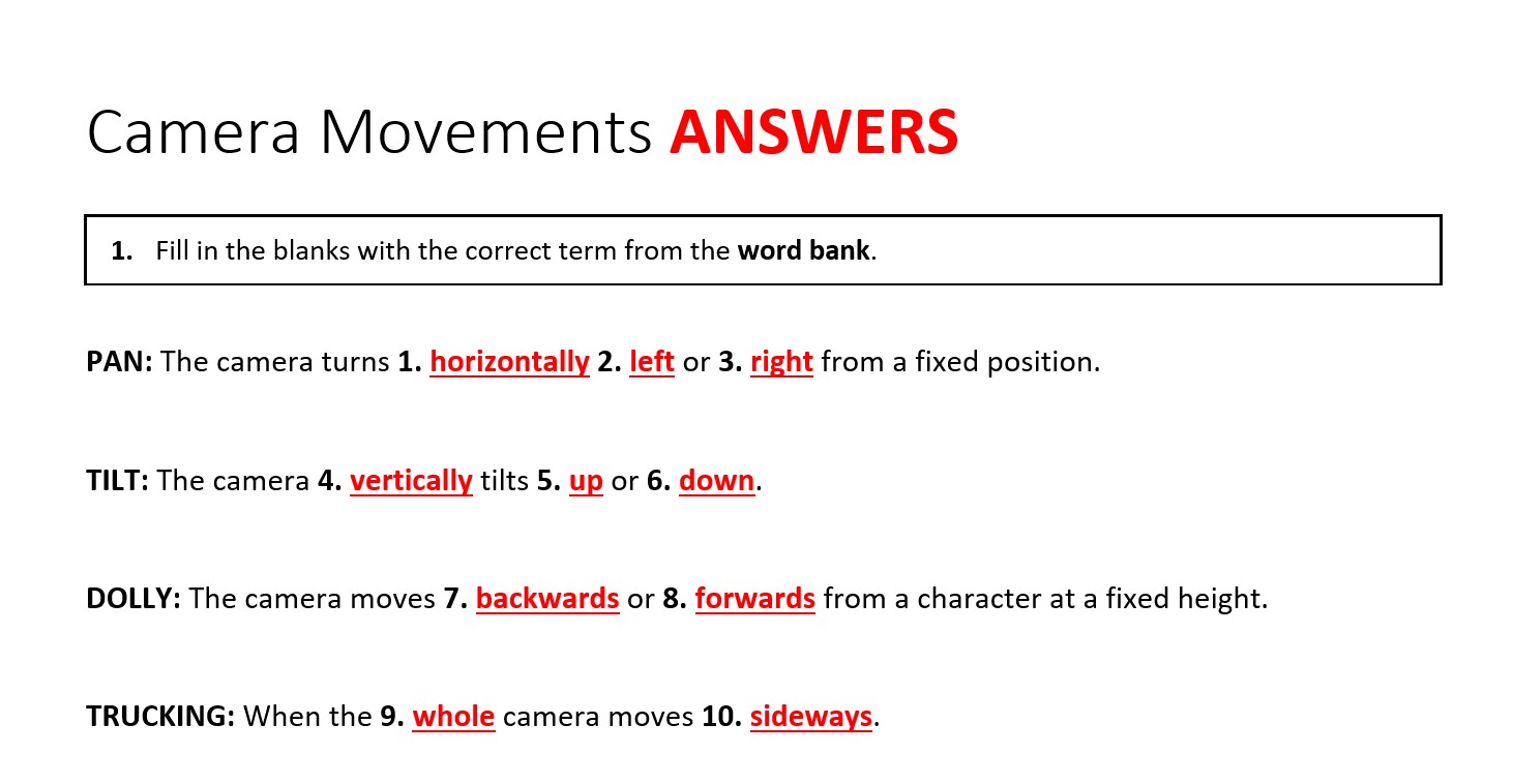 Percy Jackson – Camera Movements Cinematic Film Techniques | Teaching ...