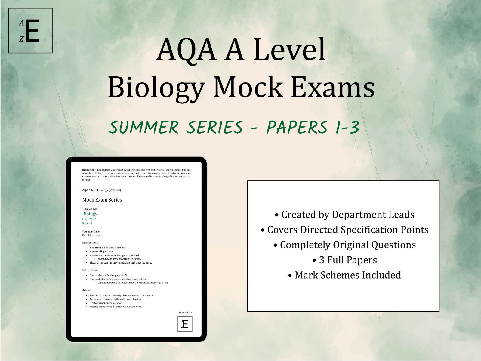 Mock Exam Series - AQA A Level Biology | Teaching Resources