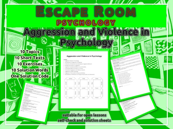Psychology ESCAPE ROOM - Aggression and Violence in Psychology (10 ...
