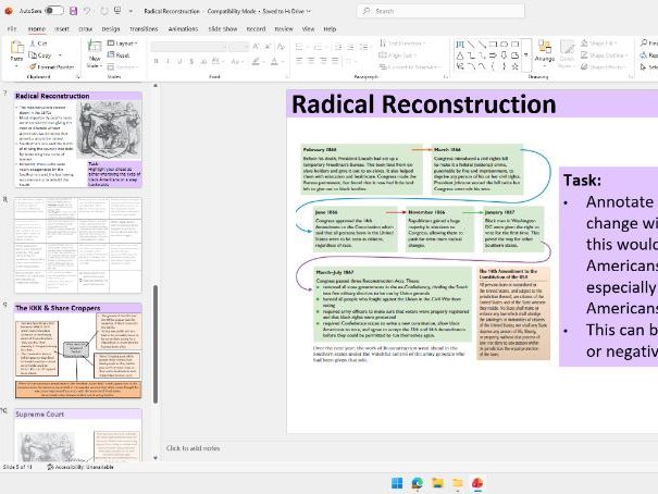 OCR B GCSE history making of America- lesson 13 Radical Reconstruction ...