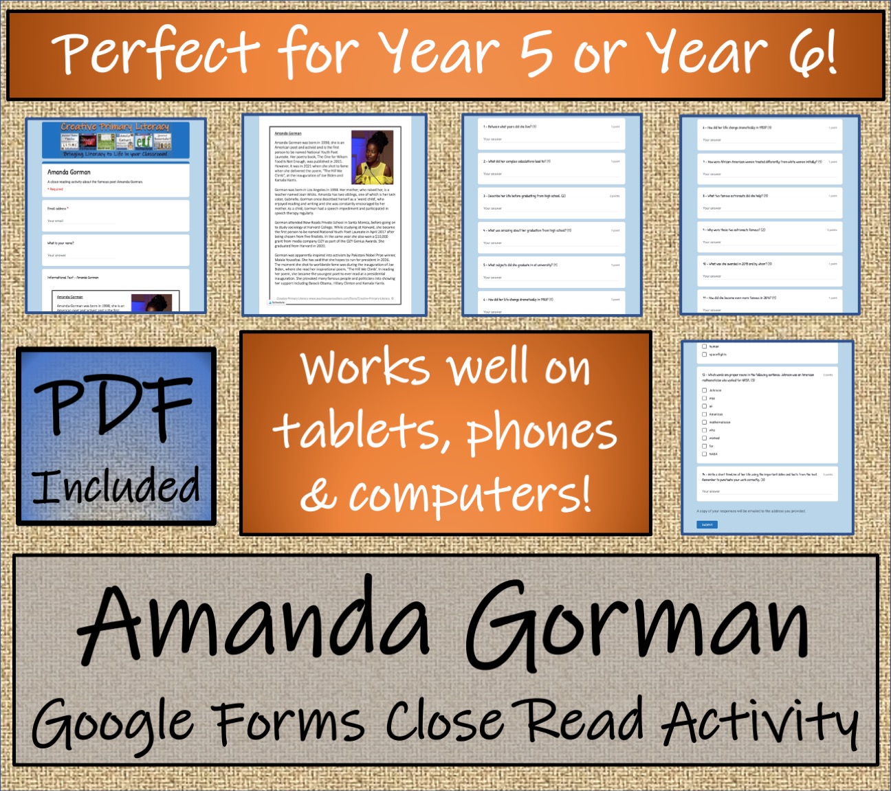 UKS2 Amanda Gorman Reading Comprehension Activity | Digital & Print ...