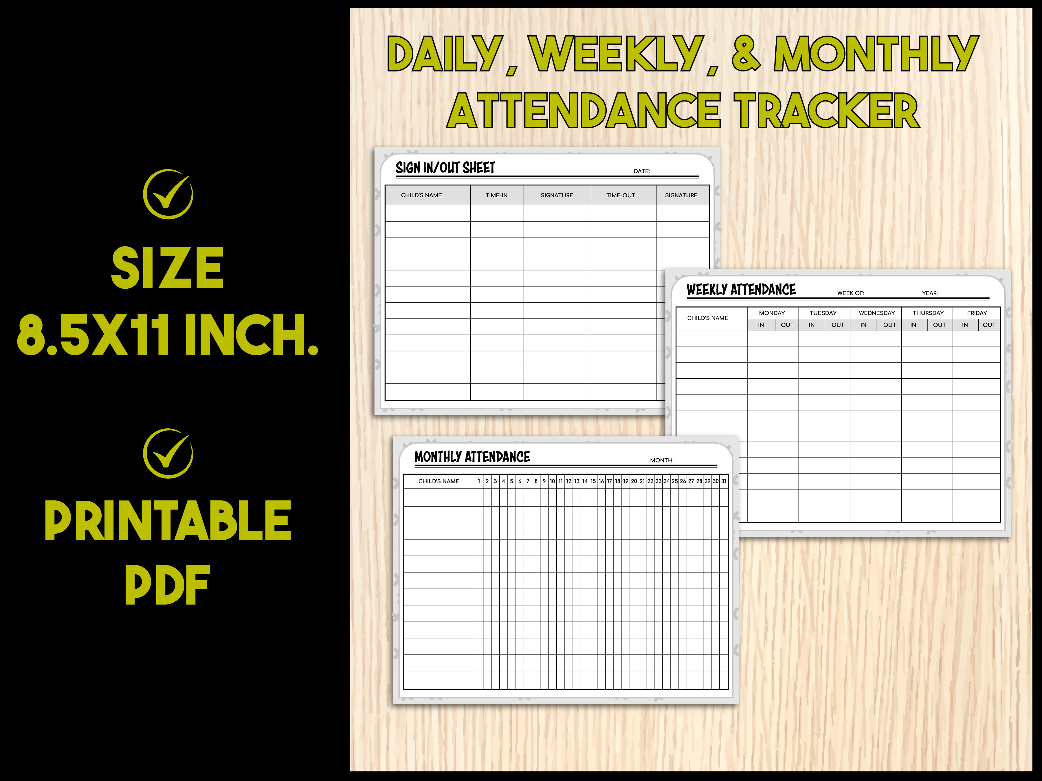Daycare Sign in and Out Sheet Bundle | Printable Daily, Weekly ...