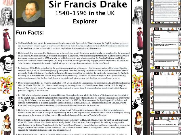 Sir Francis Drake PACKET & ACTIVITIES, Important Historical Figures ...