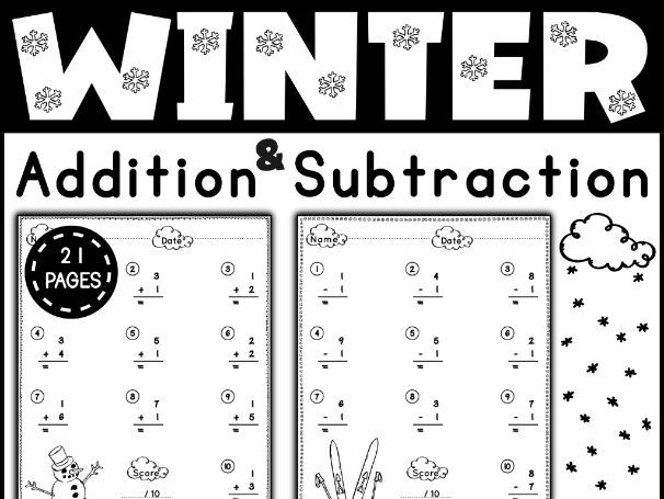 Winter Single Digit Addition and Subtraction Worksheets | EYFS KS1 ...