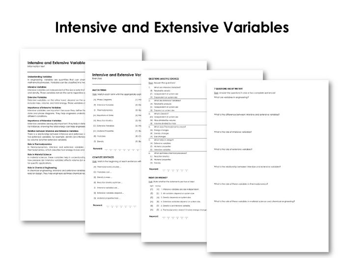 Intensive and Extensive Variables | Teaching Resources