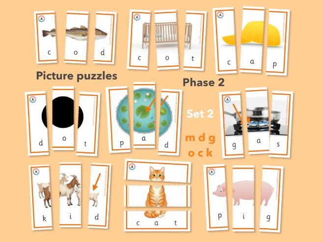 Phonics Phase 2 Word/picture puzzles (s a t p i n m d g o c k) Set 2 ...