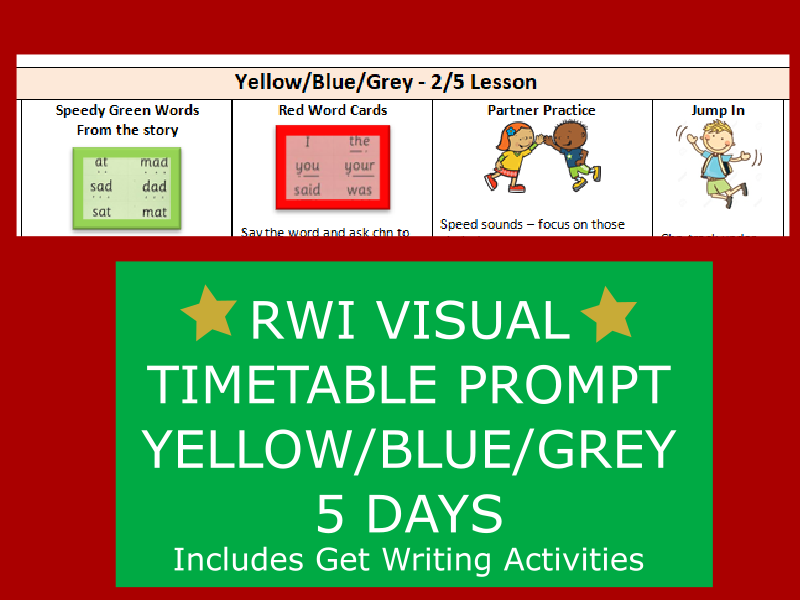 RWI Visual Timetable for 5 days teaching of Yellow/Blue/Grey | Teaching ...
