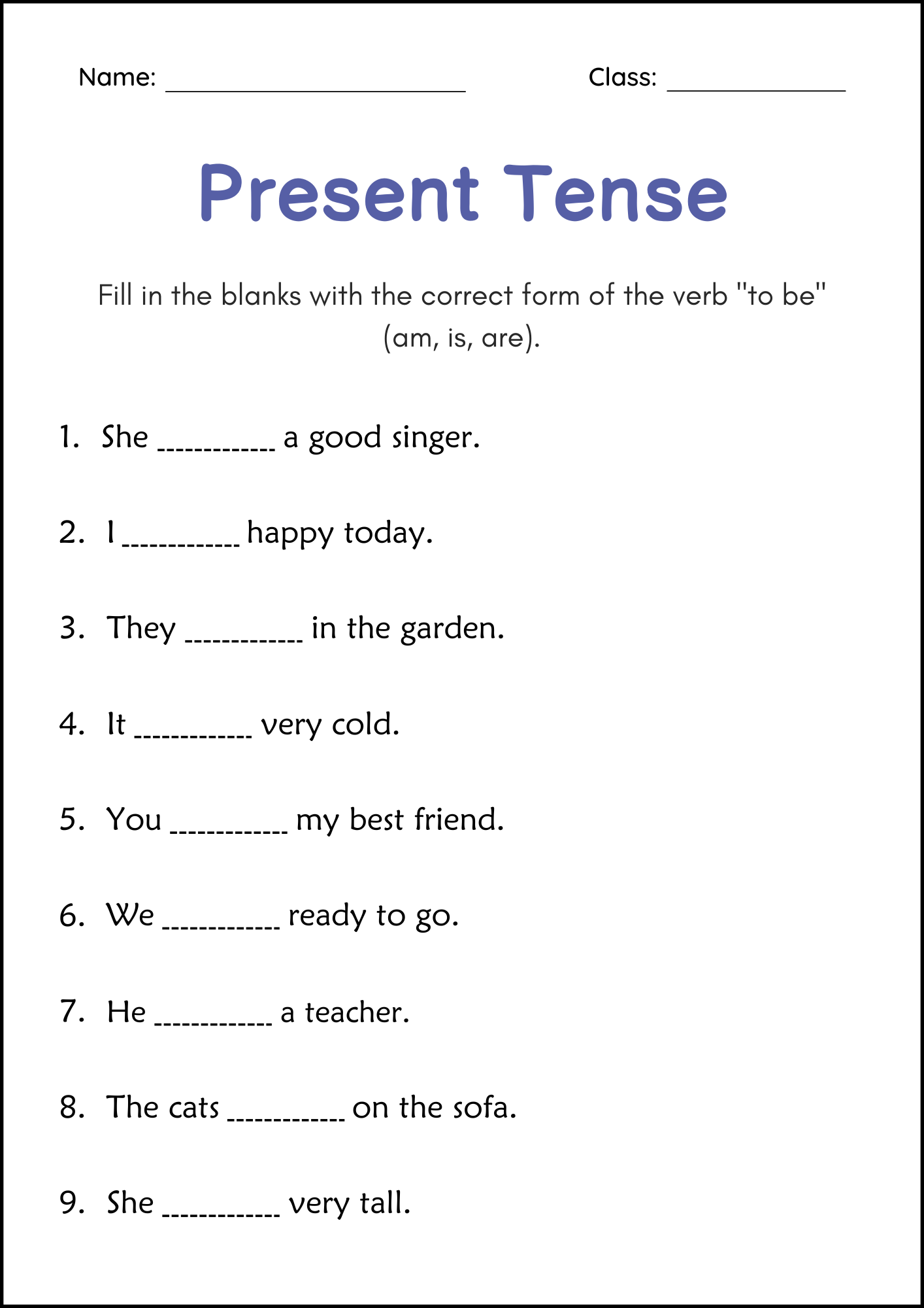 Present Simple Verb to be Grammar Worksheets - Verb to be for Beginners ...