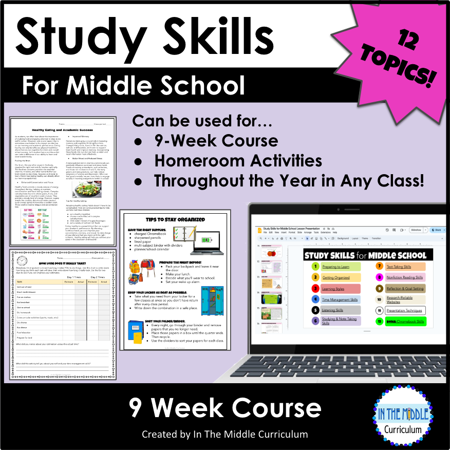 Study Skills-Middle School-Nine Week Curriculum | Teaching Resources