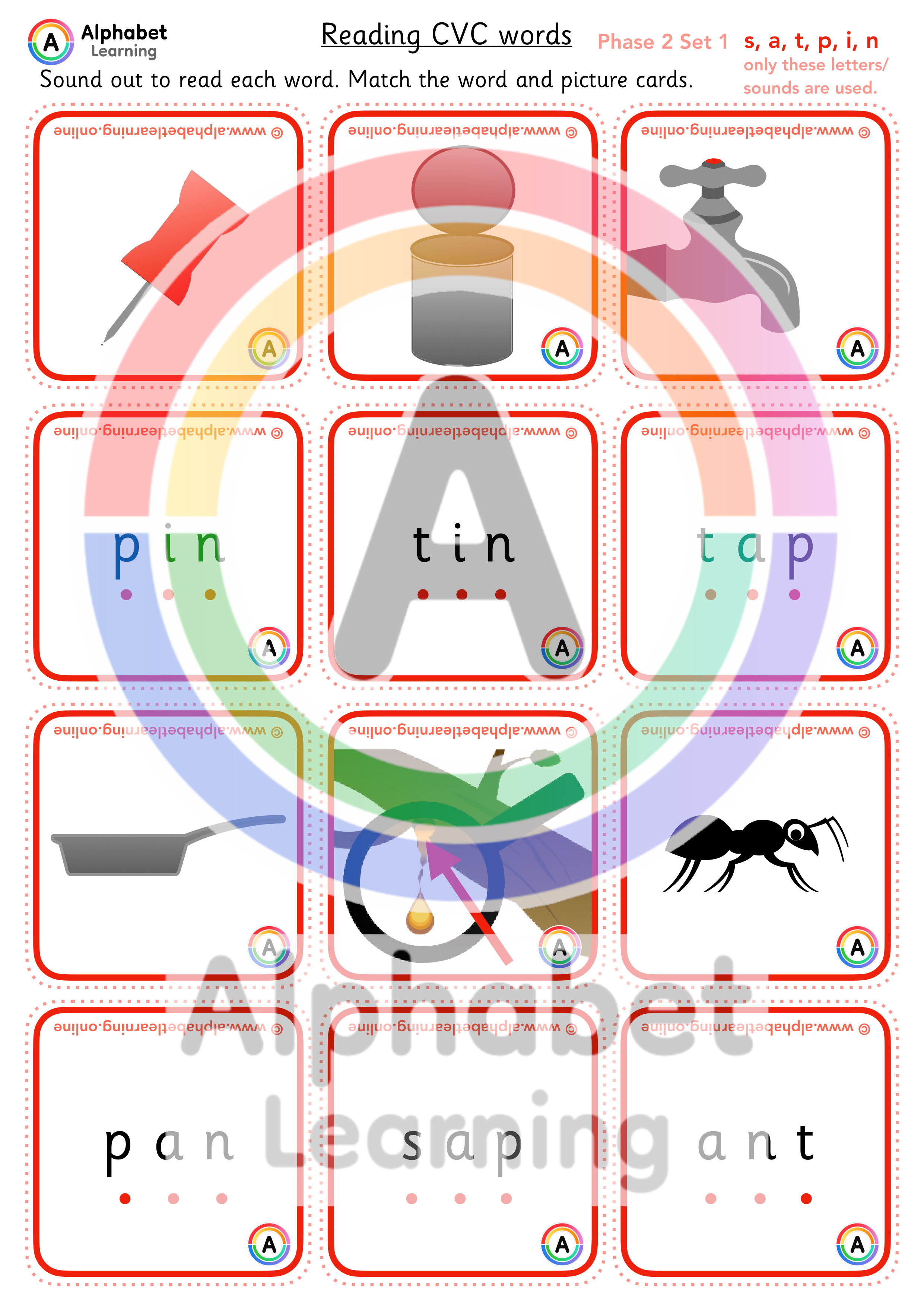 Phase 2 Phonics CVC Word & Picture Matching Cards | Teaching Resources