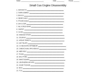 Small Gas Engine Disassembly Word Scramble | Teaching Resources