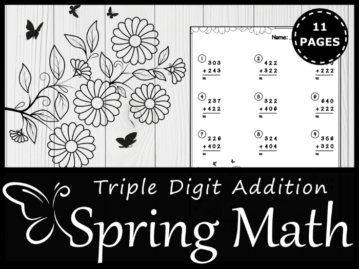 Spring-Themed Three-Digit Addition without Regrouping Worksheets - KS1 ...