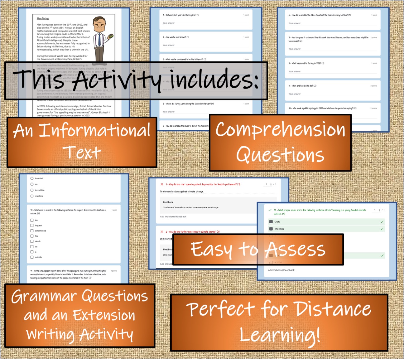 UKS2 Alan Turing Reading Comprehension Activity | Digital & Print ...