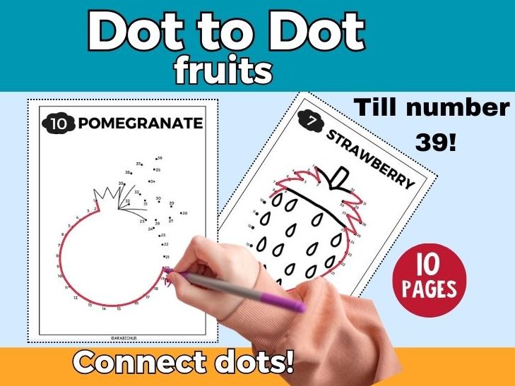 Fruits Dot to Dot - Connect the Dots Printable Coloring Pages for Kids ...