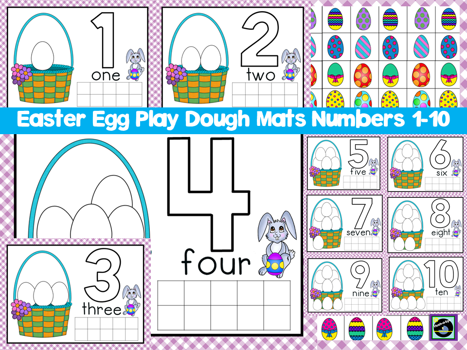 Easter Egg Play Dough Mats Numbers 1 10 Teaching Resources