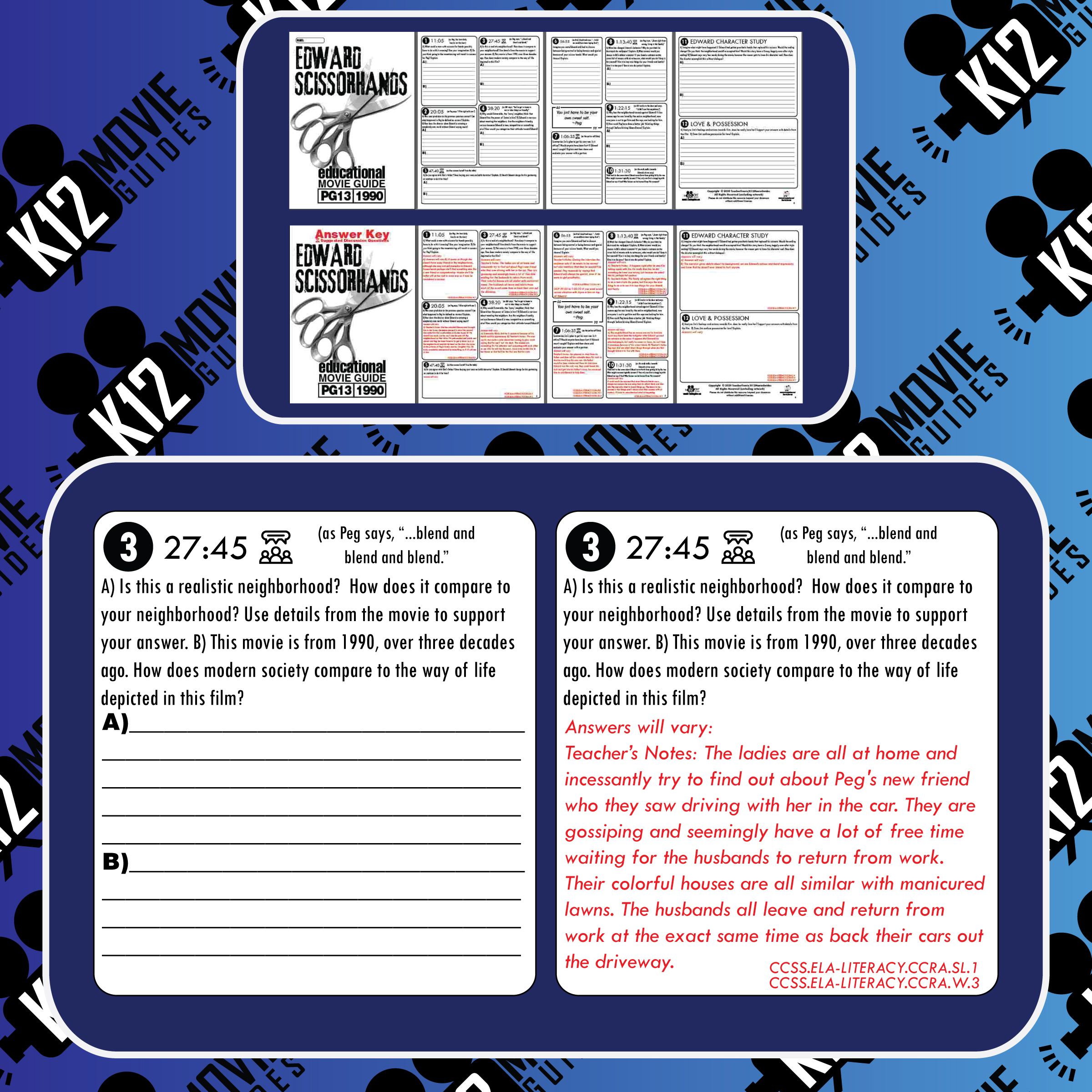 Edward Scissorhands Movie Guide | Questions | Worksheet | Google (PG13 ...