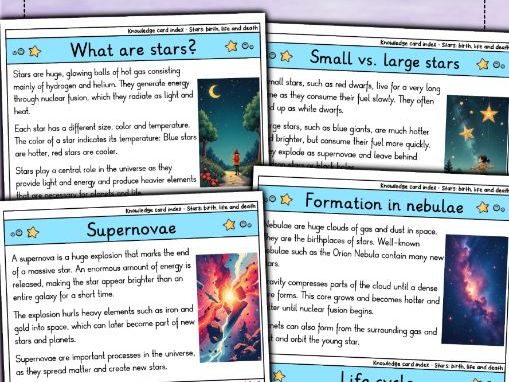 Stars: Birth, Life & Death - Flashcards | Astronomy | Stellar Evolution ...