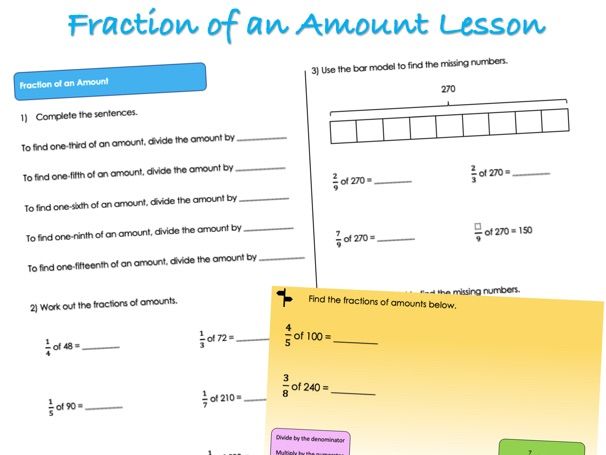 Year 6 Fractions (B) - Fraction of an Amount Lesson | Teaching Resources