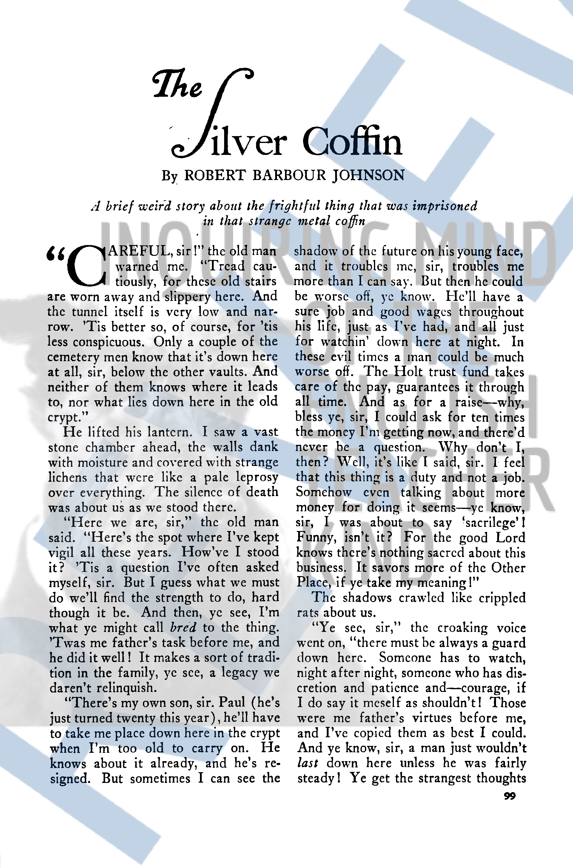 "The Silver Coffin" by Robert Barbour Johnson | Literary Analysis ...