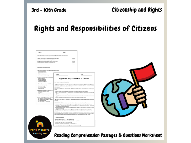 Rights and Responsibilities of Citizens Reading Comprehension Passages ...
