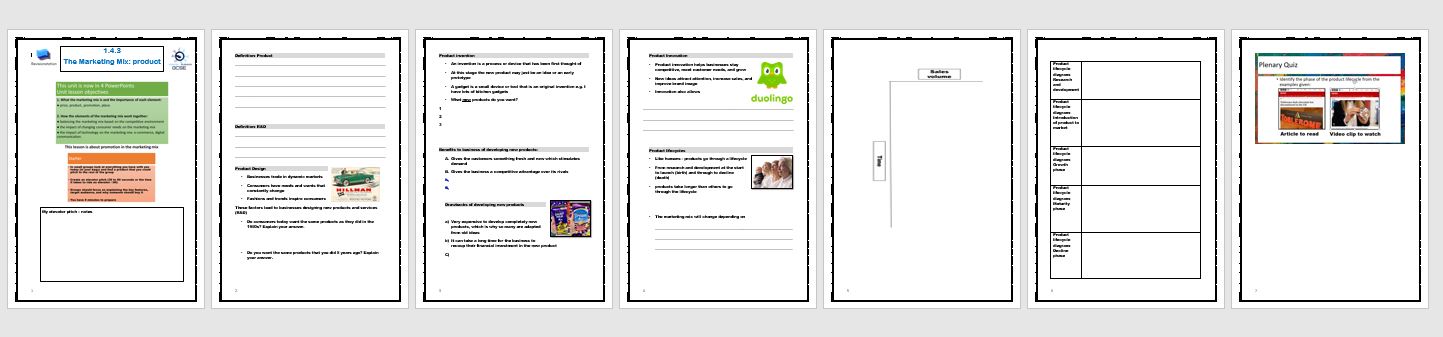 EDEXCEL GCSE BUSINESS 1.4.3 THE MARKETING MIX (COMPLETE LESSON) 143 ...