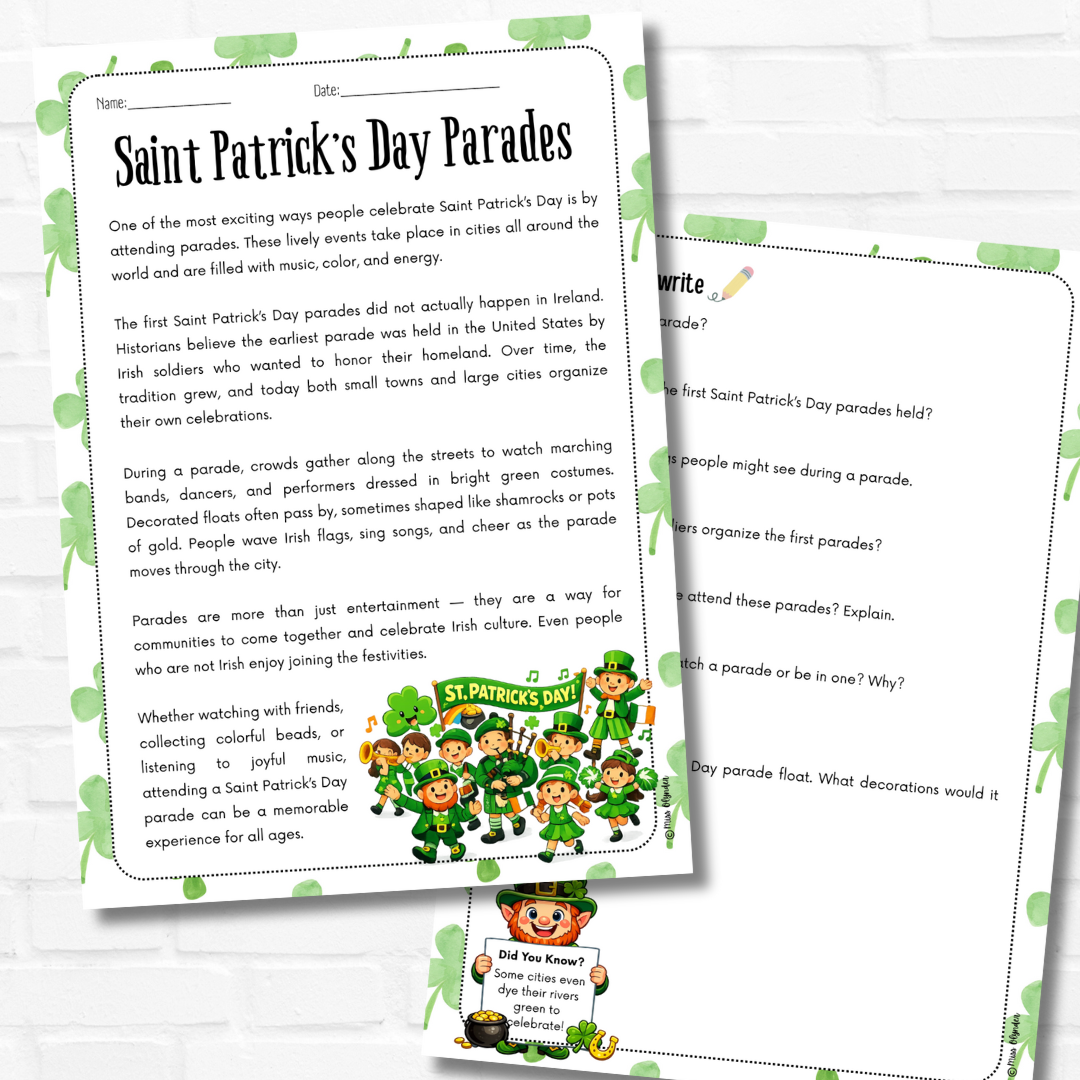 St Patrick’s Day Differentiated Reading Comprehension – Fiction & Non ...