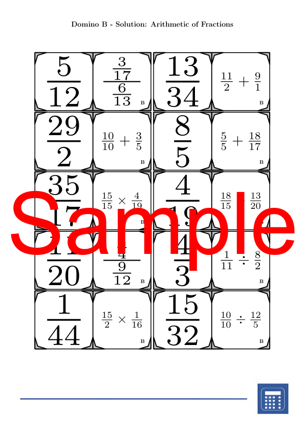 Domino | Arithmetic of Fractions | Math Activity | Teaching Resources