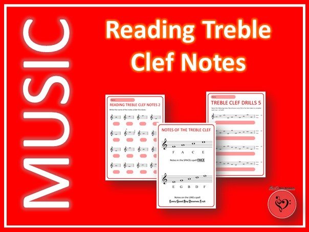 Reading Treble Clef Notes - 23 Worksheets | Teaching Resources
