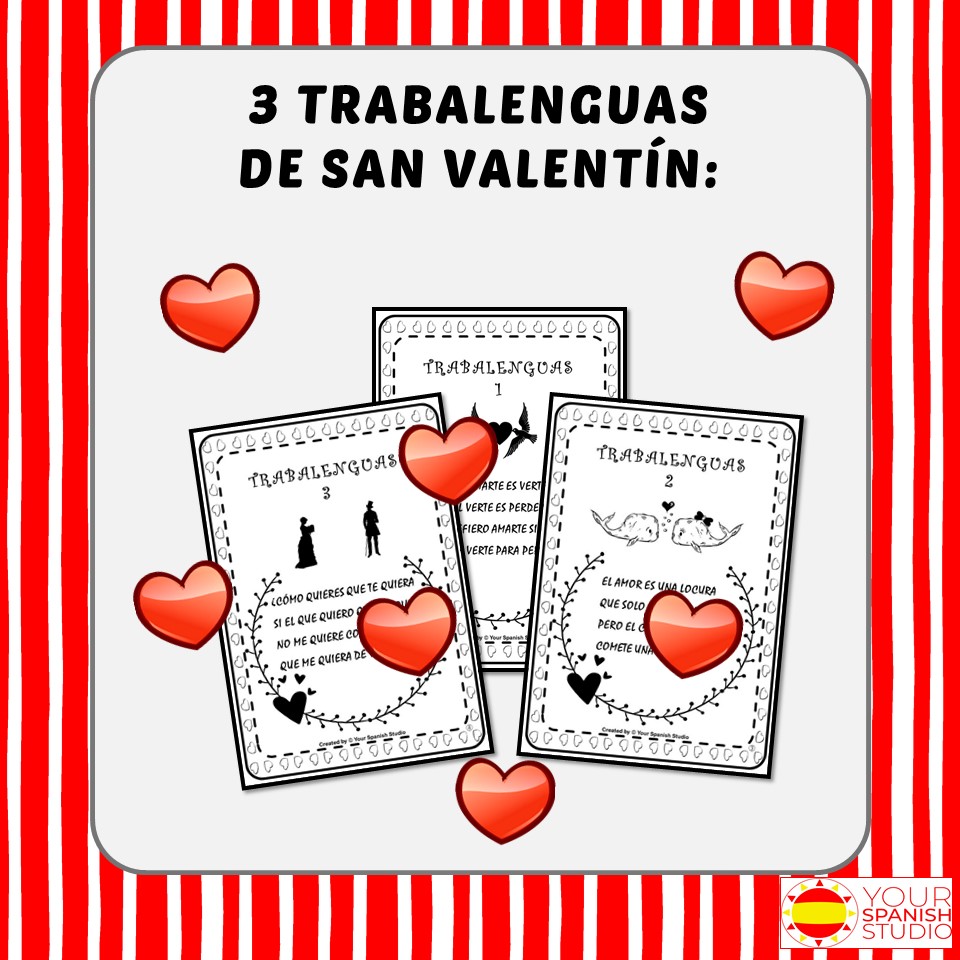 San Valentín Spanish tongue twister print Trabalenguas | Teaching Resources