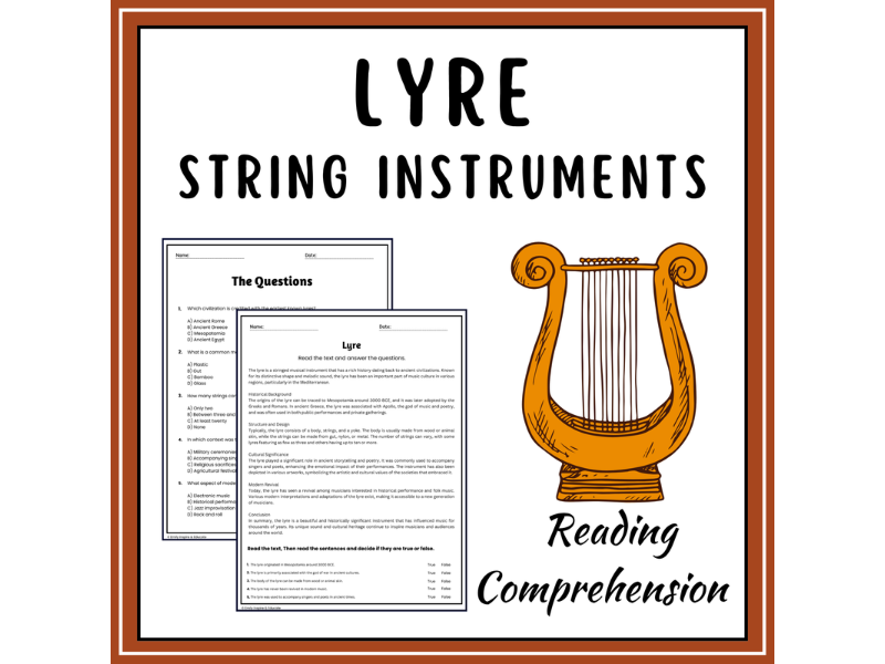 The Lyre Reading Comprehension Passages & Questions Worksheets ...