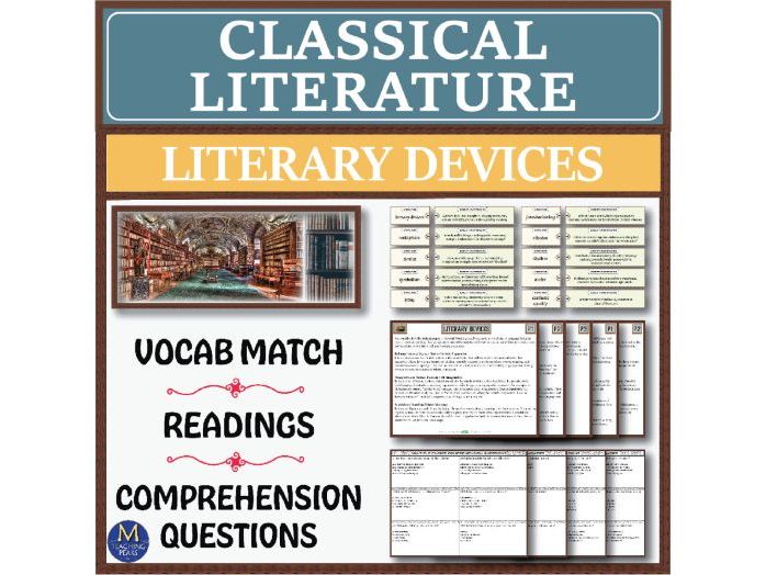 English Classical Literature: Literary Devices Reading Comprehension ...