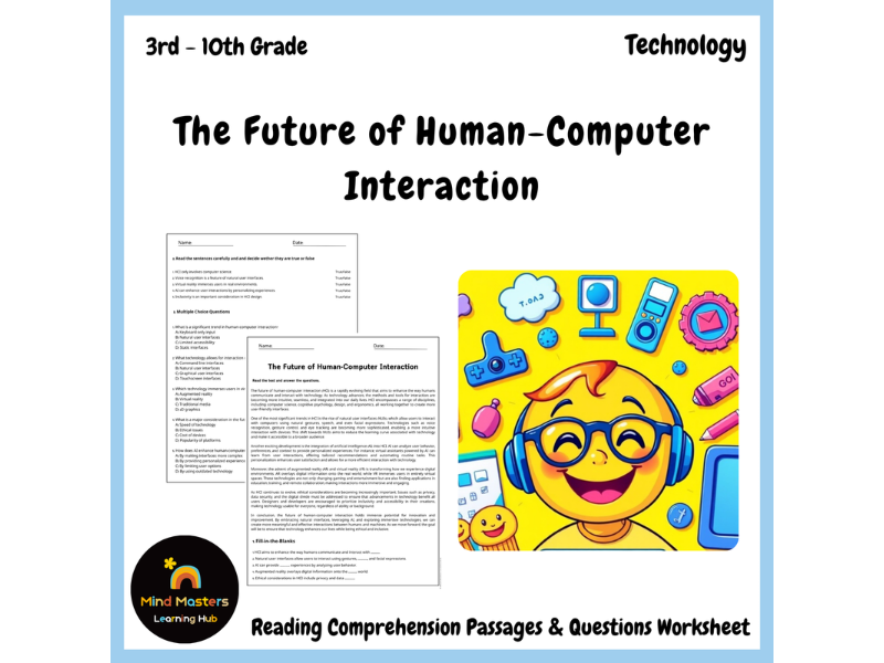 The Future of Human-Computer Interaction Reading Comprehension Passages & Questions Worksheets ...