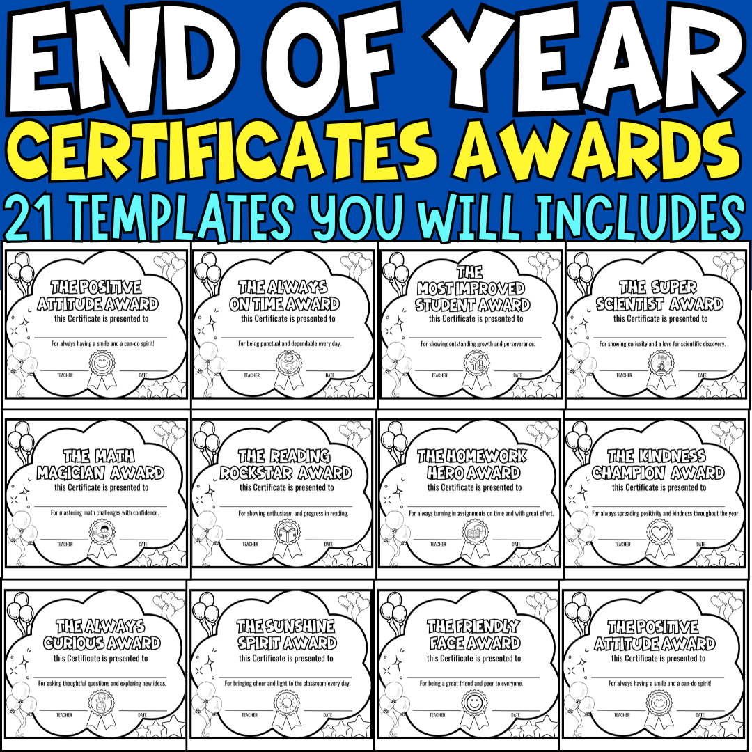 Editable End of Year Awards – Fun Student Certificates for Primary ...