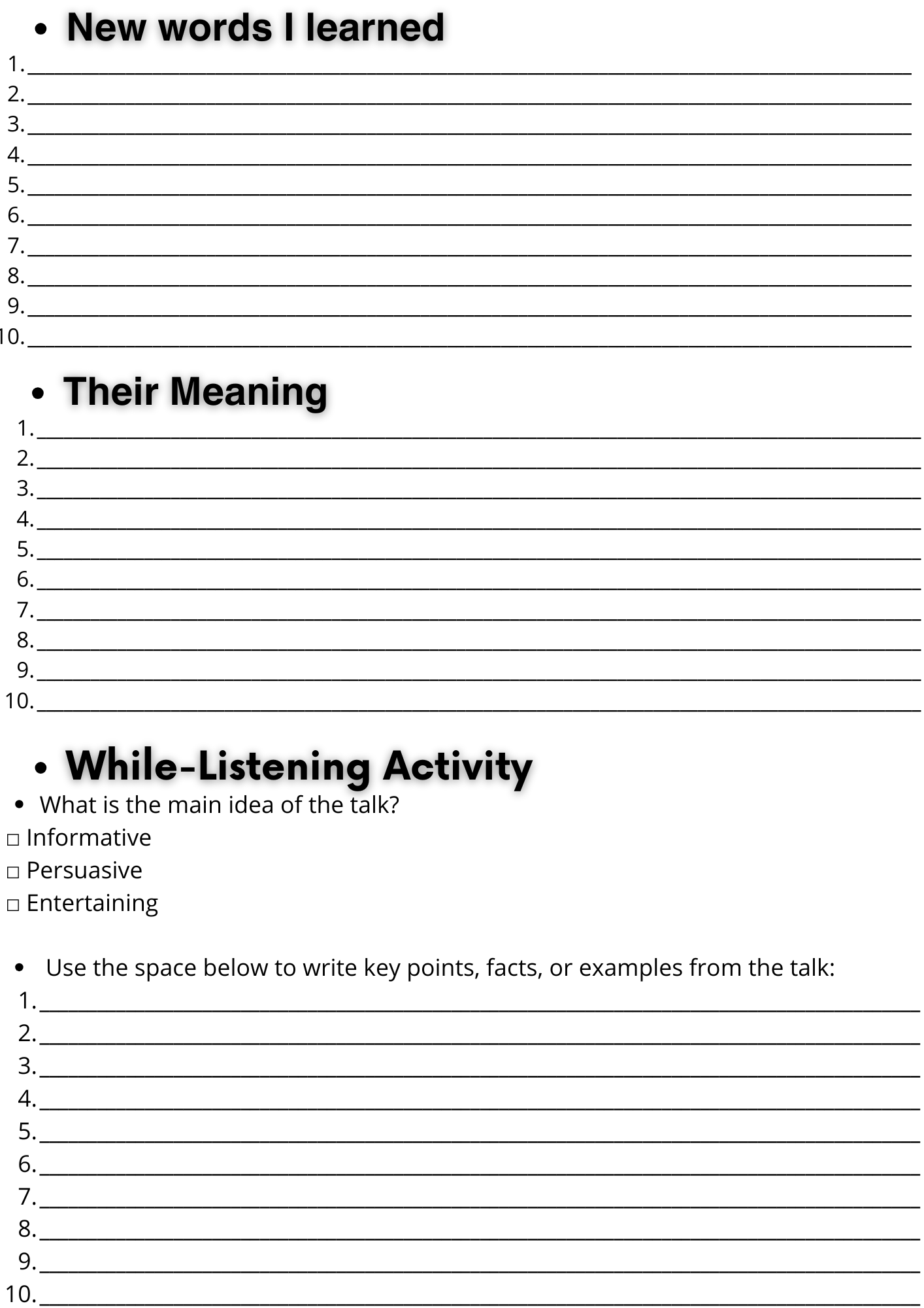ESL TED Talk Activity Worksheets - Underwater Astonishments - David ...