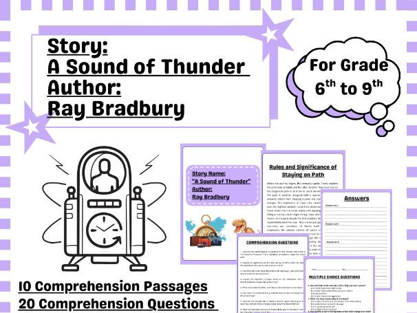 "A Sound of Thunder" Reading Comprehension Worksheets | Ray Bradbury ...