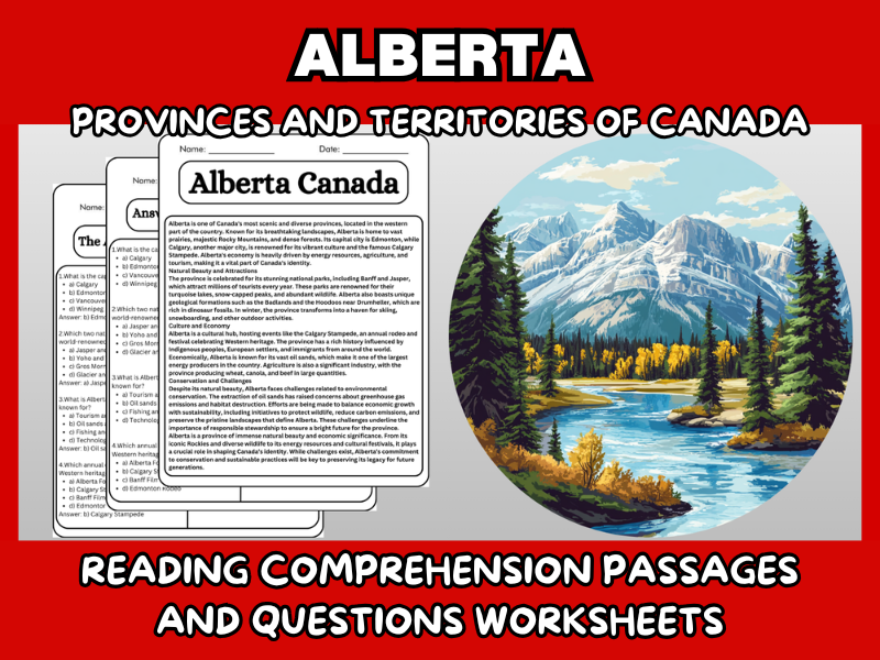 Alberta - Provinces and Territories of Canada Reading Comprehension ...