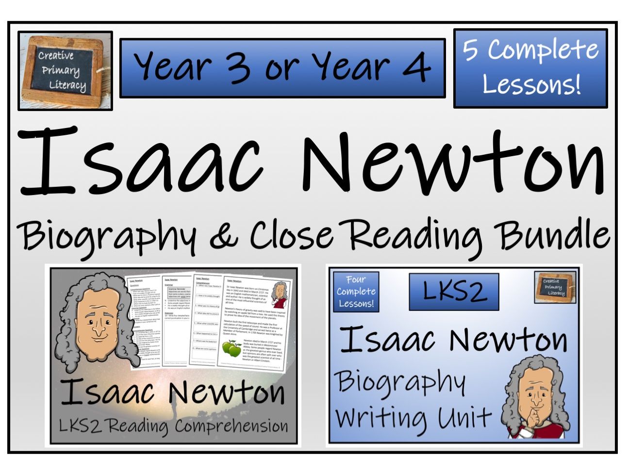 LKS2 Science - Isaac Newton Reading Comprehension & Biography Writing ...