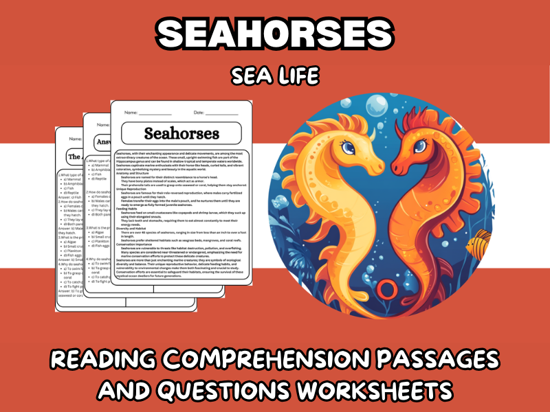 Sea Life Reading Comprehension Passages and Questions Worksheets Bundle ...