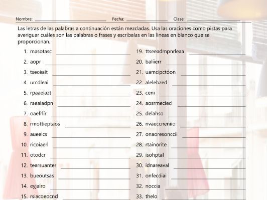 Places and Buildings Jumbled Words Spanish Worksheet | Teaching Resources