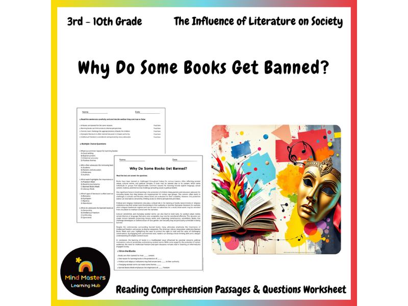 Why Do Some Books Get Banned? Reading Comprehension Passages ...