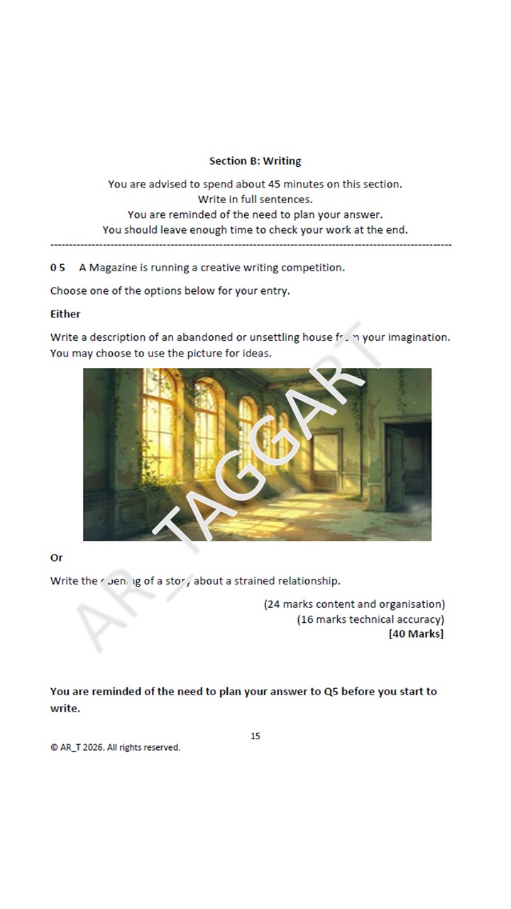 ONE - PAPER 1 | 2026 FULL MOCK | Q5 TASKS (Gil - i) | Teaching Resources