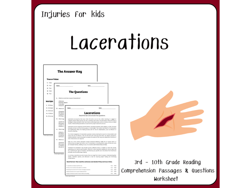 Lacerations - Reading Comprehension Passages & Questions Worksheets ...