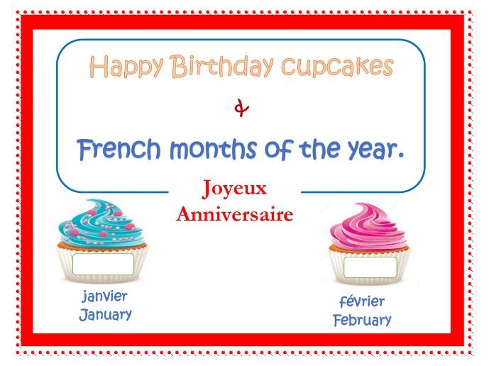 Editable Birthday Cupcakes and French Months of the year. | Teaching ...